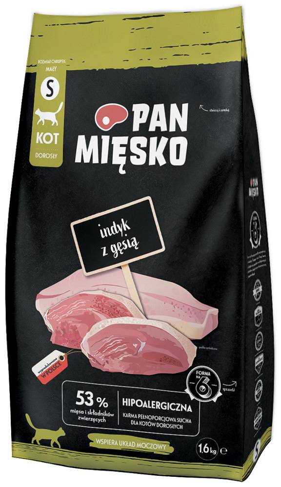 Pan Mięsko Indyk z gęsią Sucha Karma dla kota op. 1.6kg