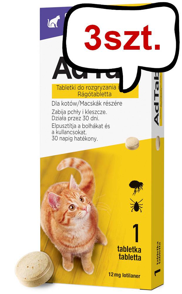 Elanco AdTab Tabletka na kleszcze i pchły 12mg dla kota o wadze 0.5kg ...