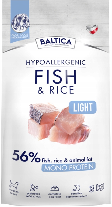 Baltica Hypoallergenic Light Adult Medium Fish&Rice Sucha karma dla psa ...