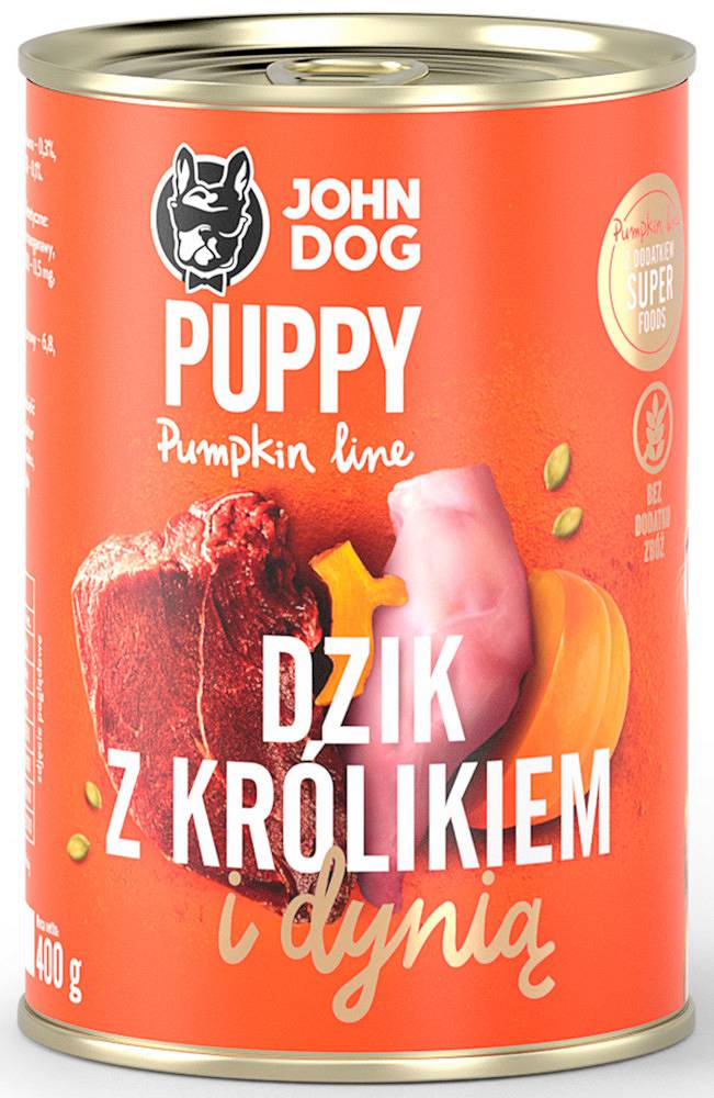John Dog Pumpkin line Puppy Dzik z królikiem i dynią Mokra Karma dla ...