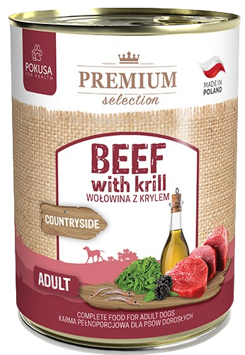 Pokusa Premium Selection Countryside Adult Wołowina z krylem Mokra ...