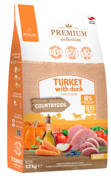 Pokusa Premium Selection Countryside Turkey with Duck Sucha Karma dla ...
